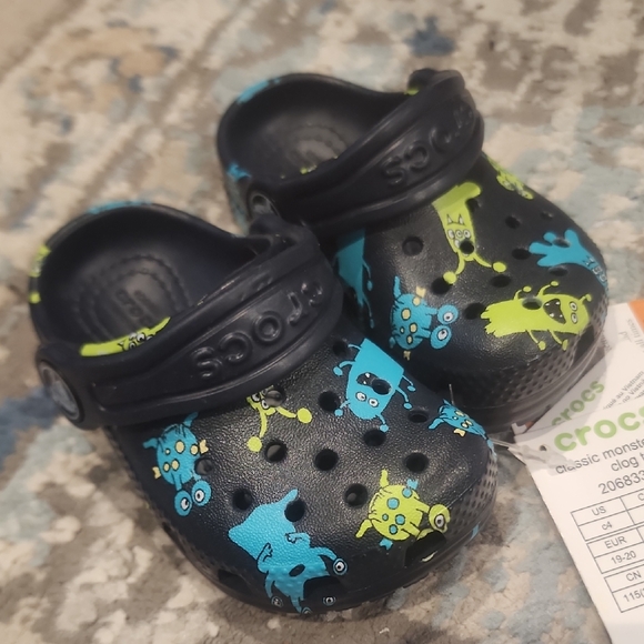 CROCS | Shoes | Crocs Kids Classic Monster Clogs Navy And Blue | Poshmark